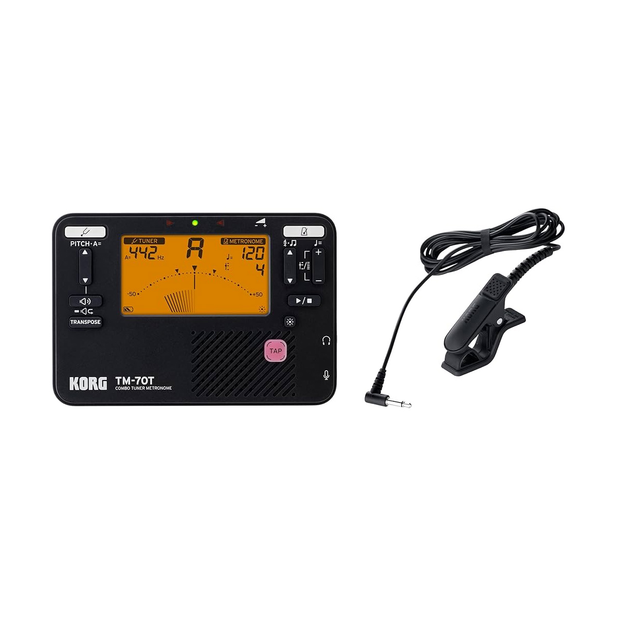 Korg TM70 Tuner and Metronome with Contact Mic - Black - Woods Music